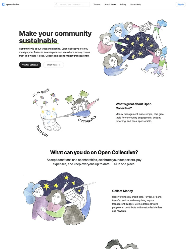 Open Collective website design - Lapa Ninja