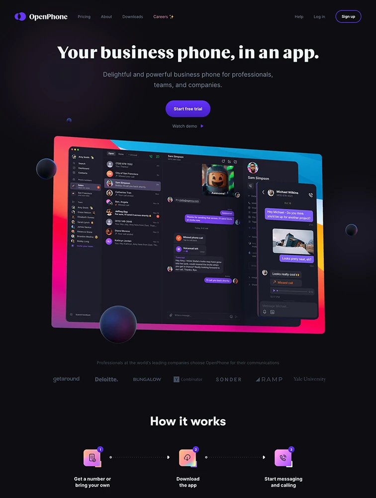 OpenPhone website design - Lapa Ninja