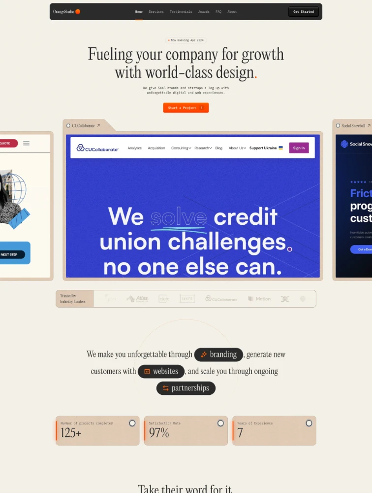 Orange Studio website design - Lapa Ninja