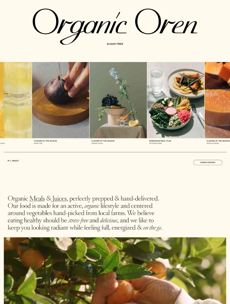 Organic Oren website design - Lapa Ninja