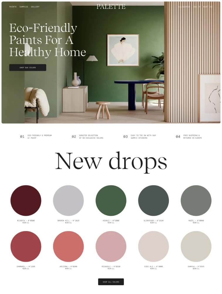 Palette website design - Lapa Ninja