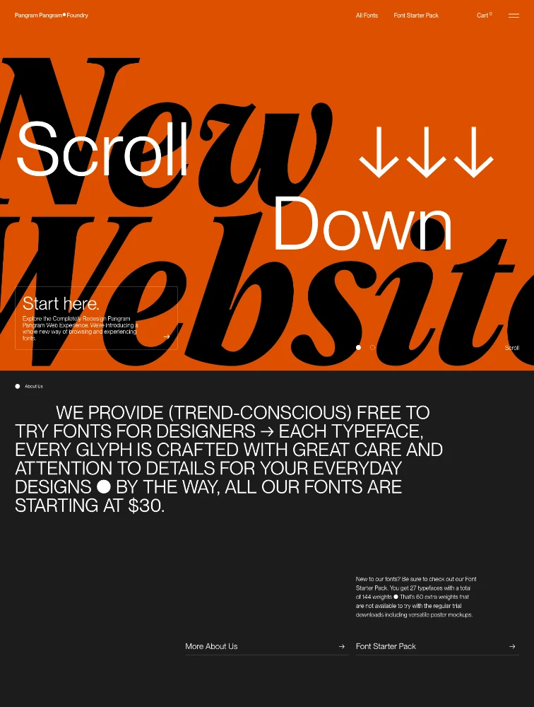 Pangram Pangram Foundry website design - Lapa Ninja