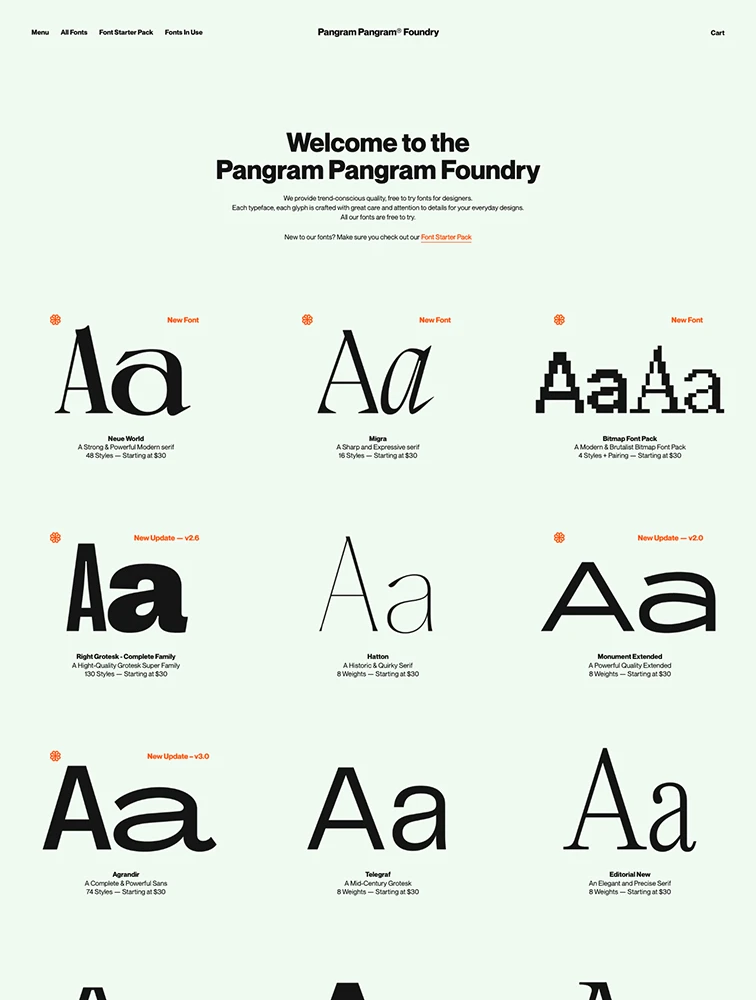Pangram Pangram website design - Lapa Ninja
