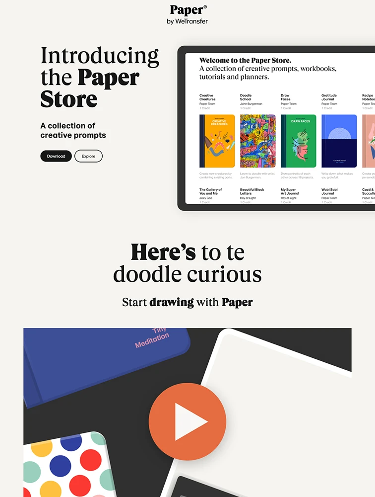 Paper by WeTransfer website design - Lapa Ninja