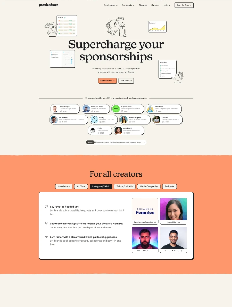 Passionfroot website design - Lapa Ninja