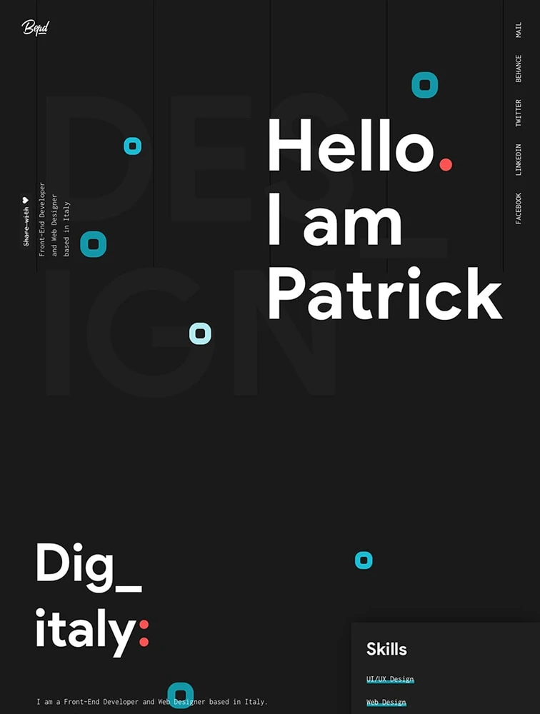 Patrick David website design - Lapa Ninja