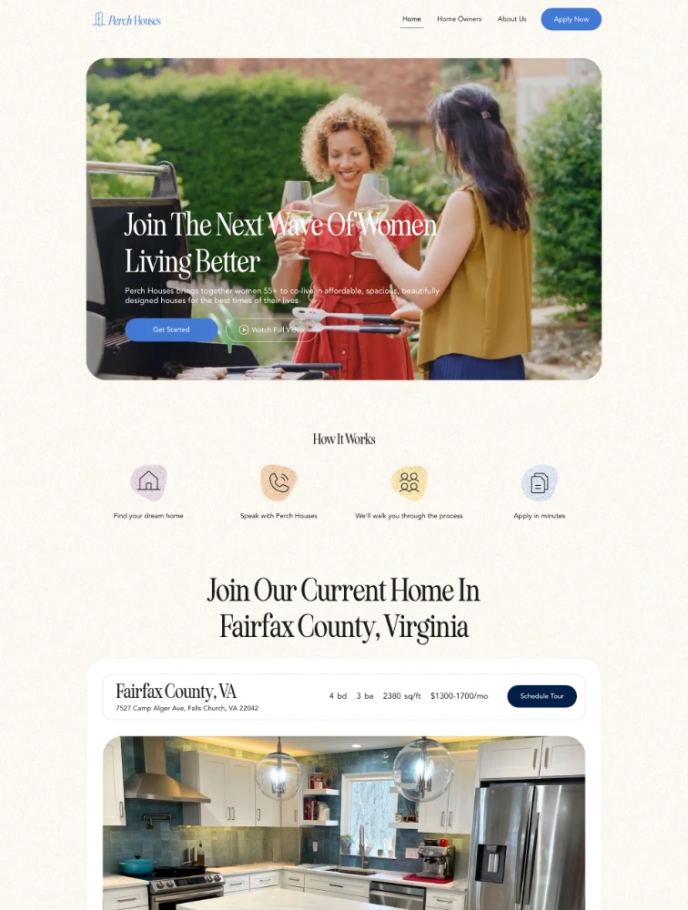 Perch Houses website design - Lapa Ninja