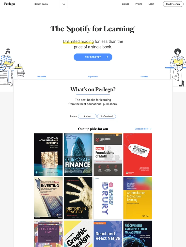 Perlego website design - Lapa Ninja