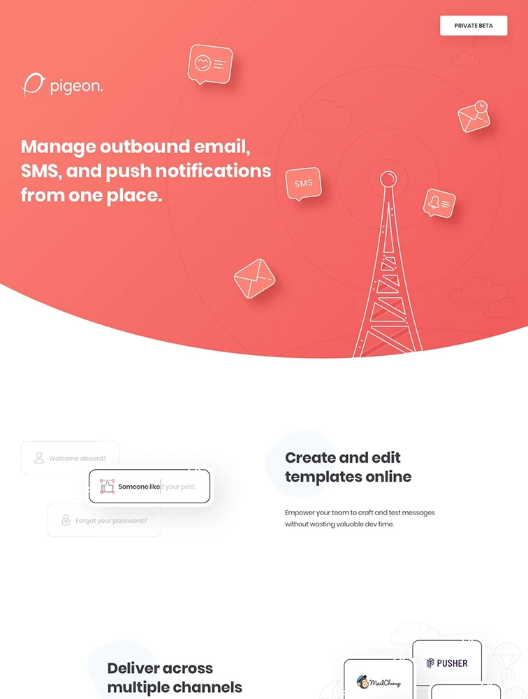 Pigeon website design - Lapa Ninja