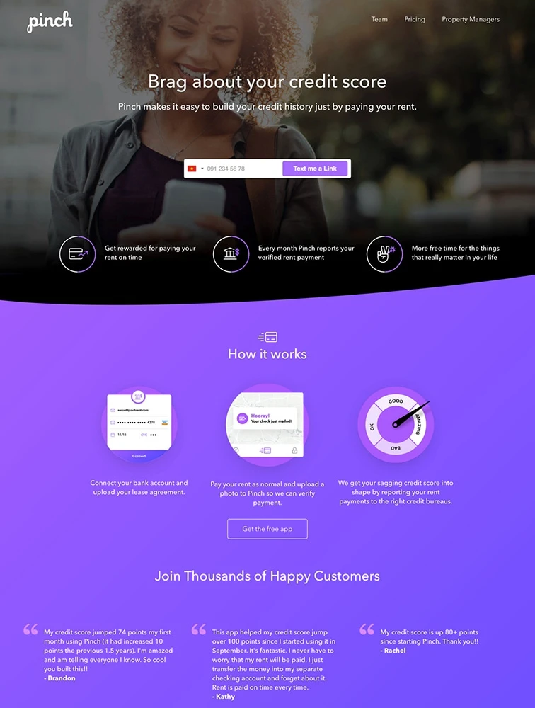 Pinch website design - Lapa Ninja