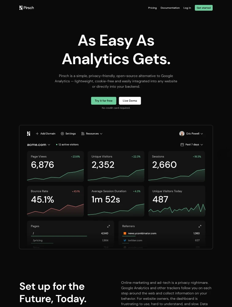 Pirsch website design - Lapa Ninja