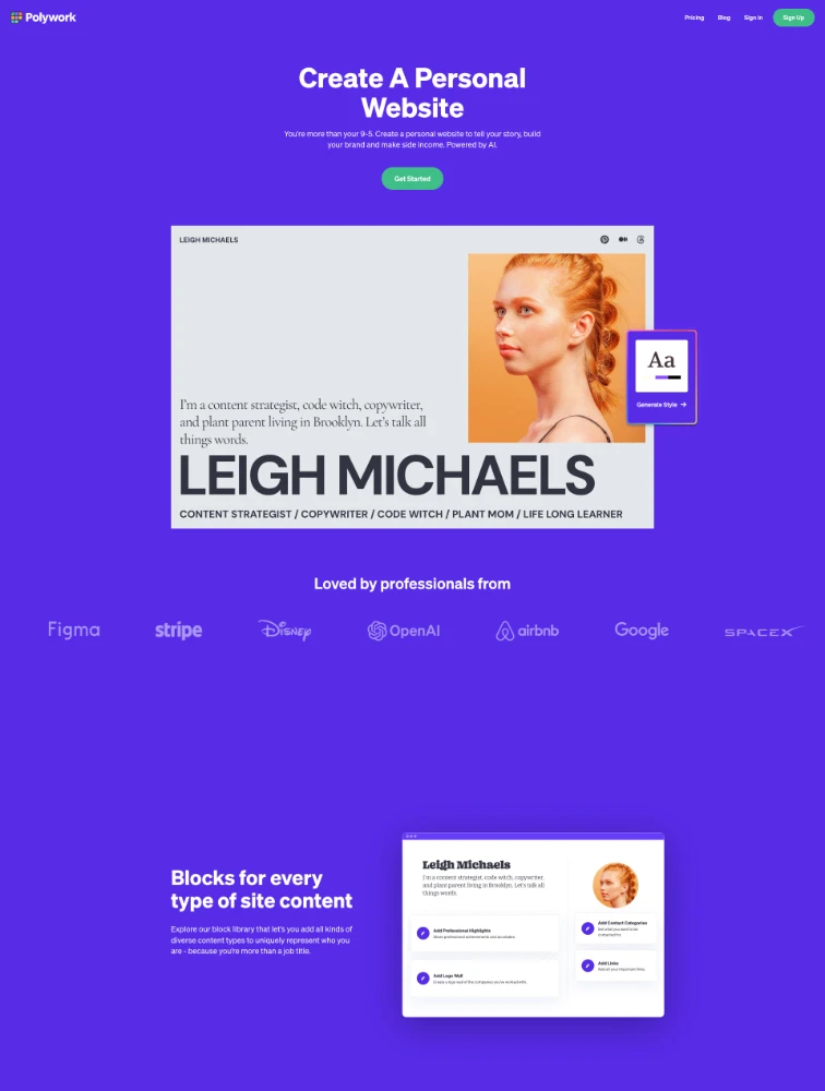 Polywork website design - Lapa Ninja