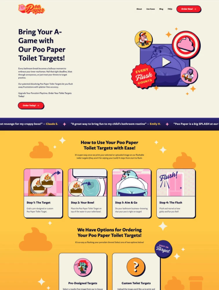 Poo Paper website design - Lapa Ninja