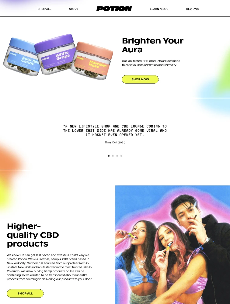 Potion Lifestyle website design - Lapa Ninja