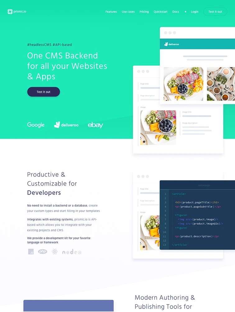 prismic.io website design - Lapa Ninja