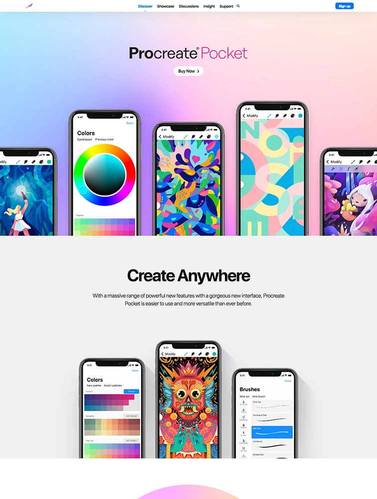 Procreate Pocket website design - Lapa Ninja