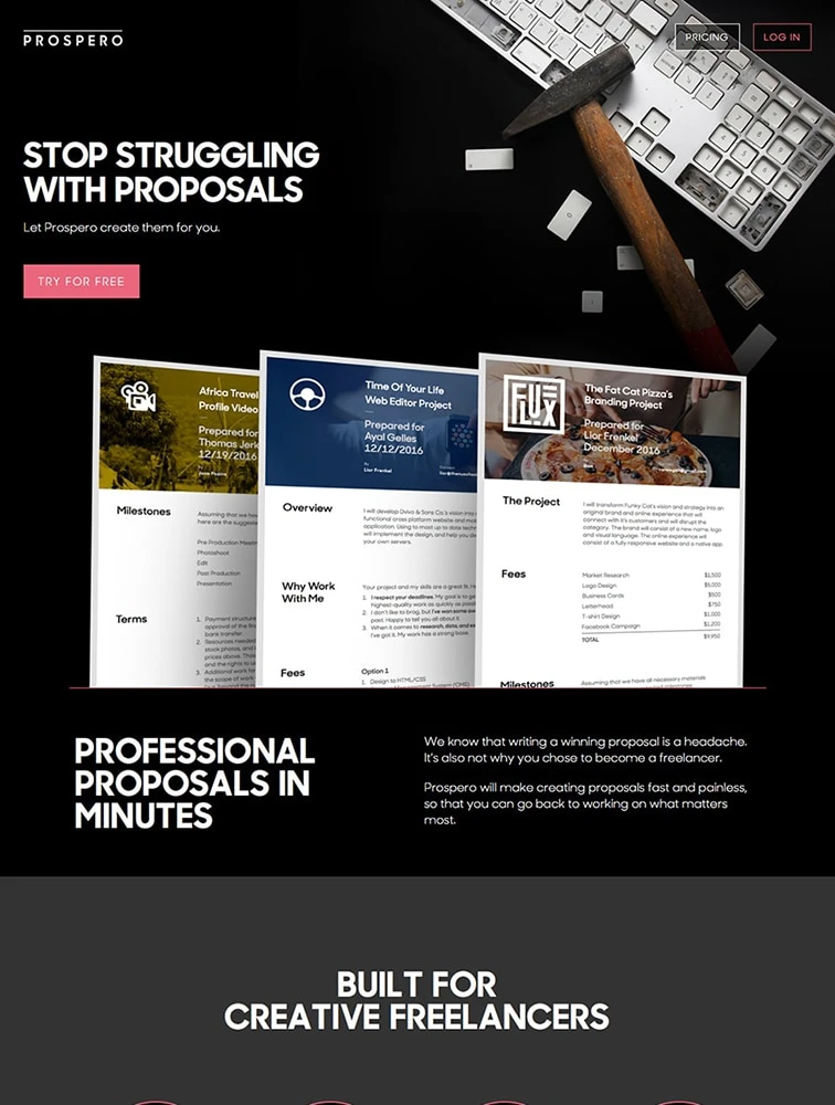 Prospero website design - Lapa Ninja