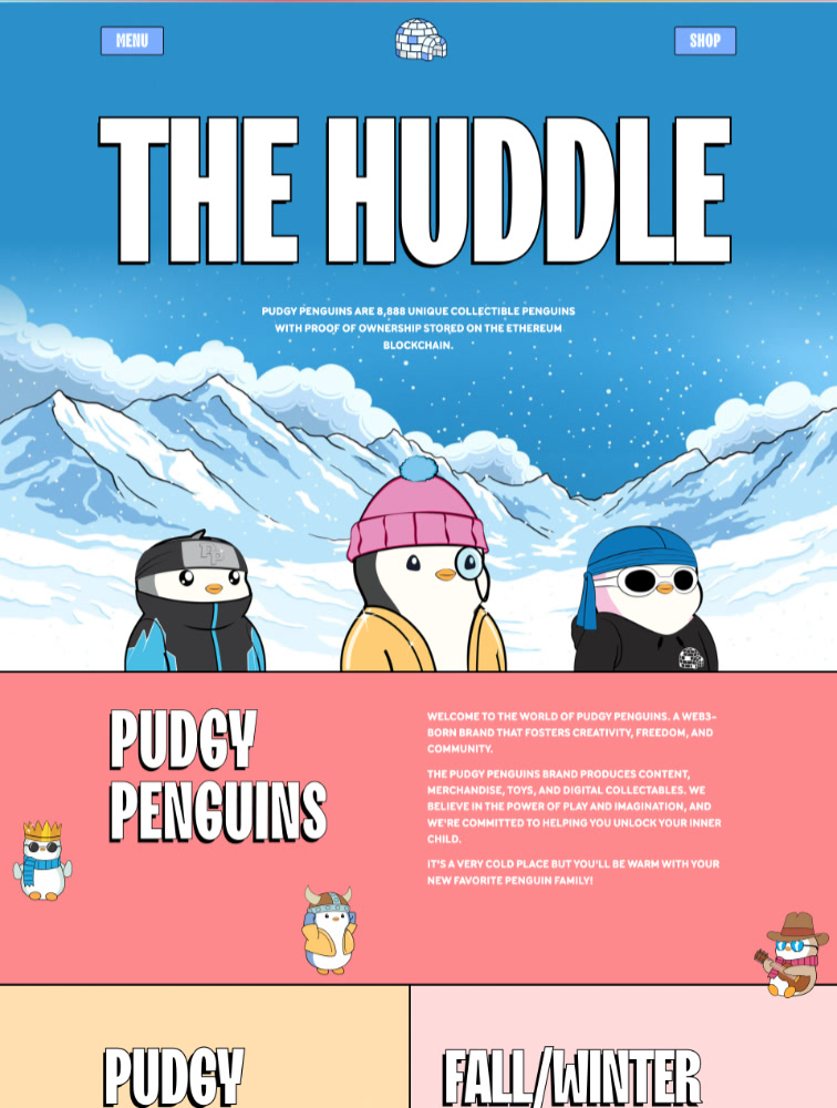 Pudgy Penguins website design - Lapa Ninja