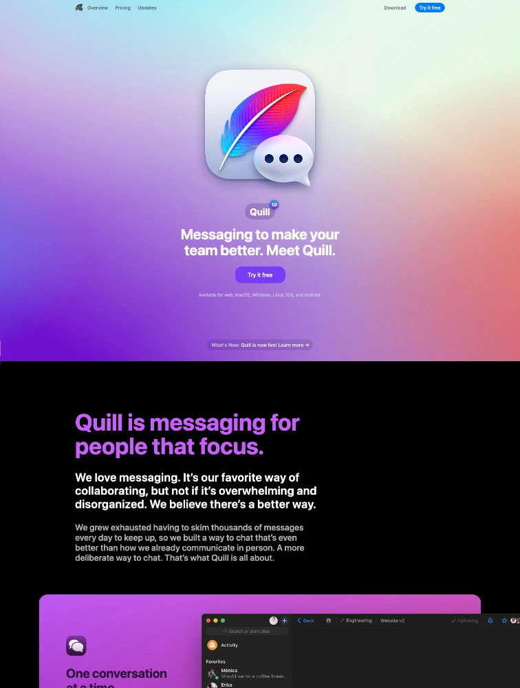 Quill website design - Lapa Ninja