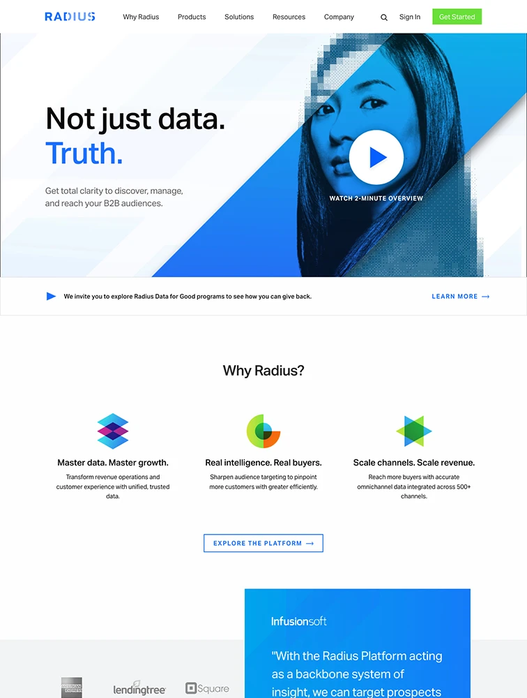 Radius website design - Lapa Ninja