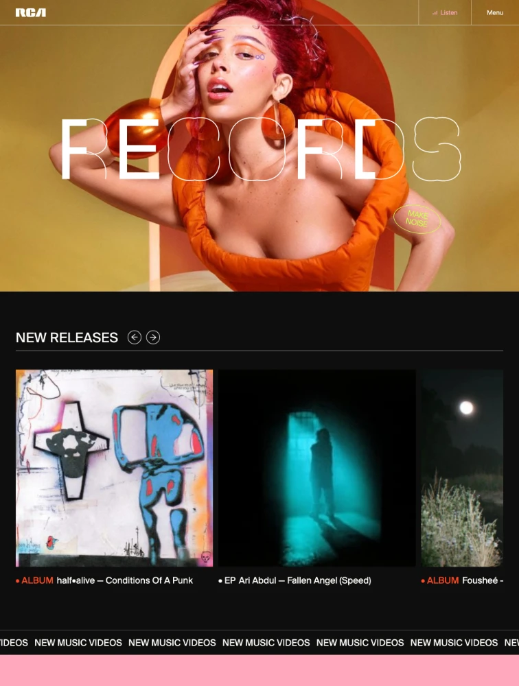 RCA Records website design - Lapa Ninja