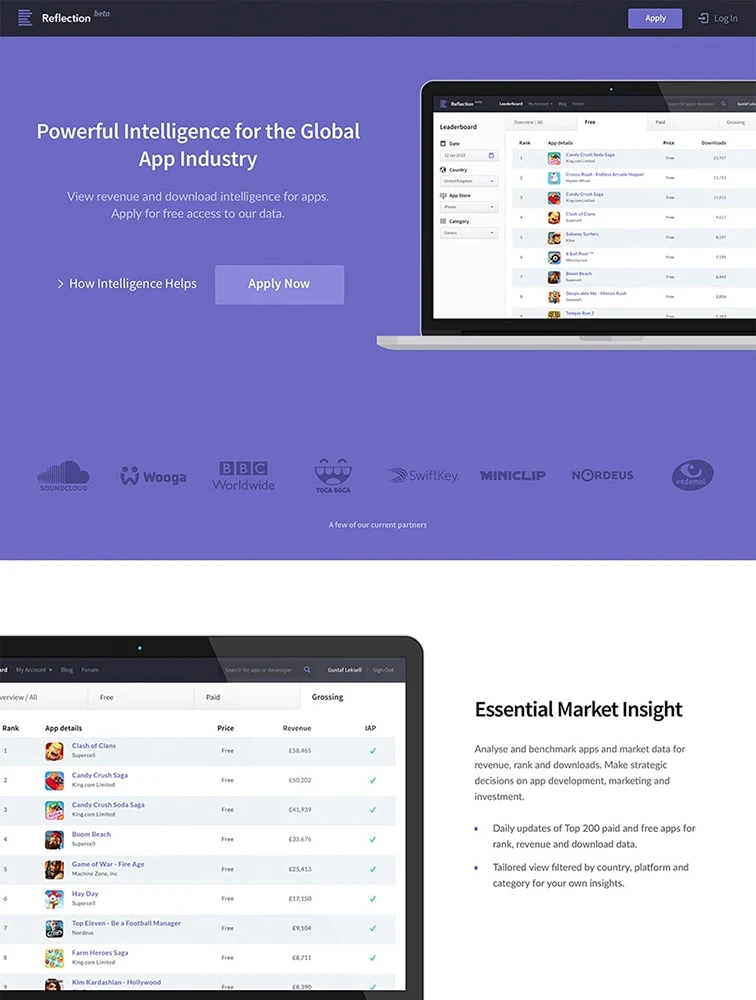Reflection website design - Lapa Ninja