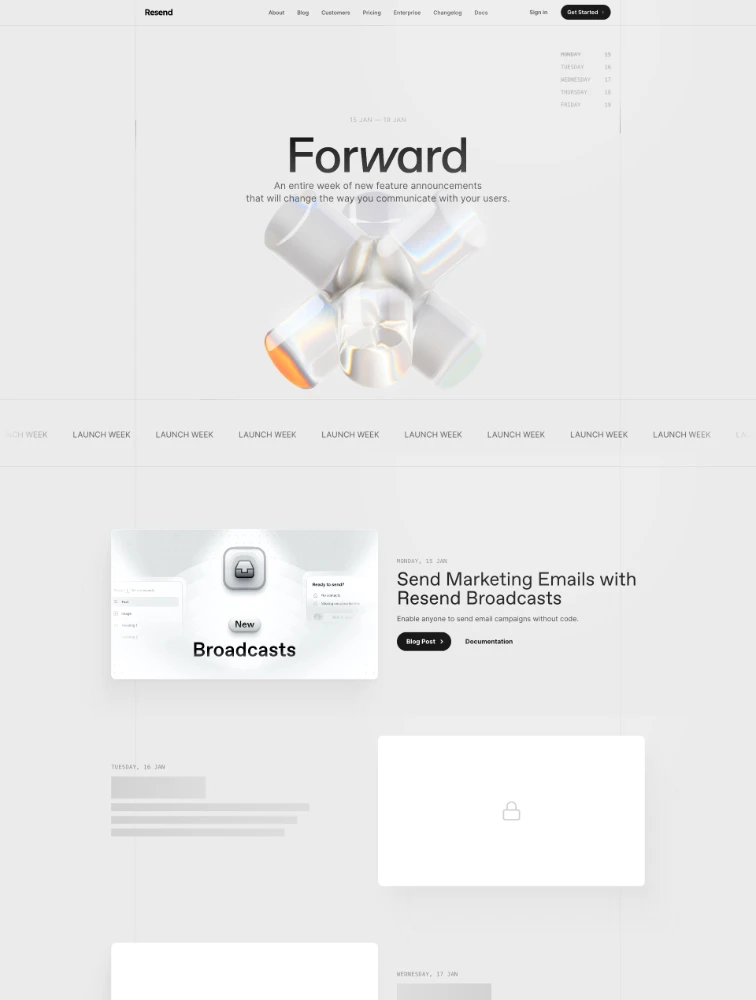 Resend Forward website design - Lapa Ninja