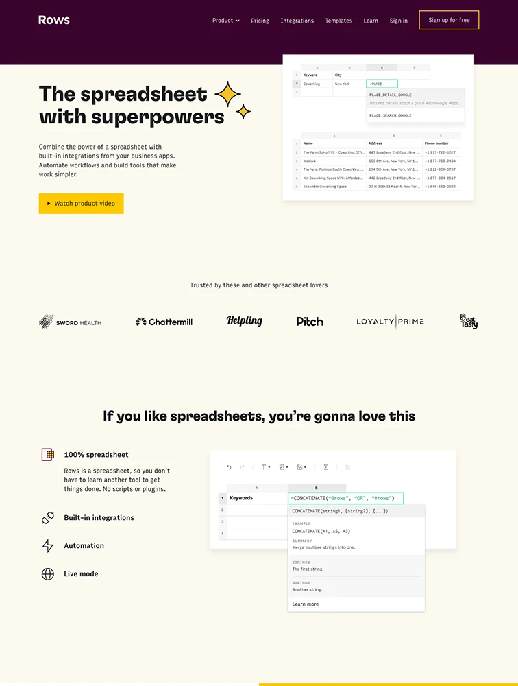 Rows website design - Lapa Ninja