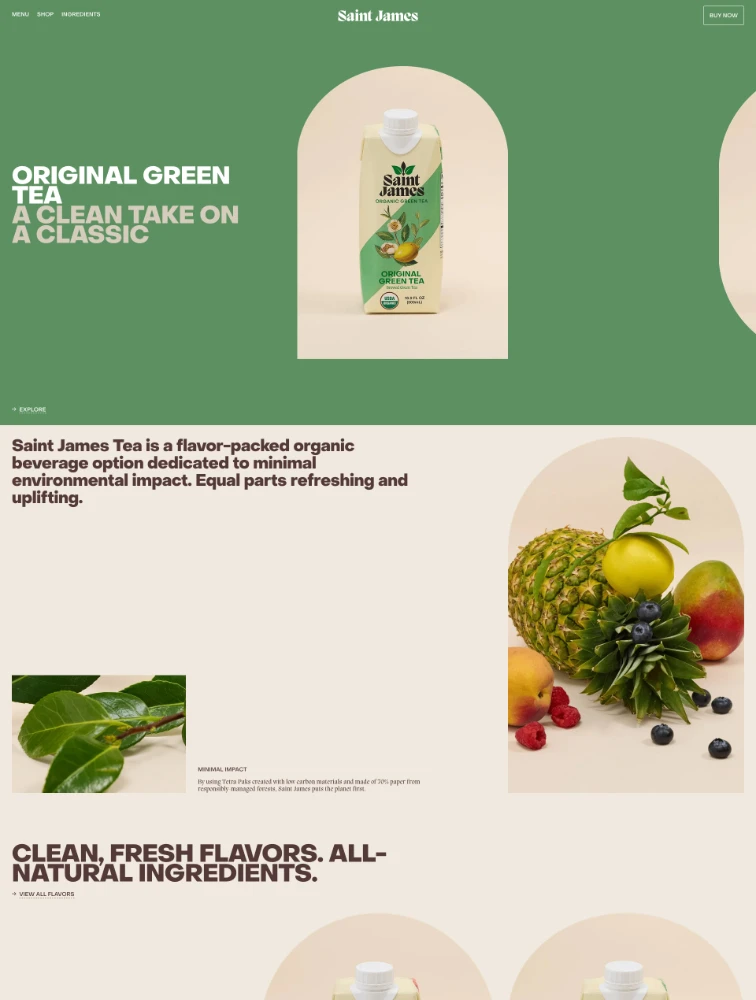 Saint James Iced Teas website design - Lapa Ninja