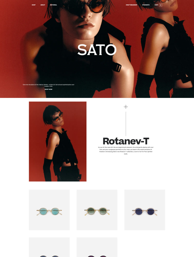 Sato Eyewear website design - Lapa Ninja