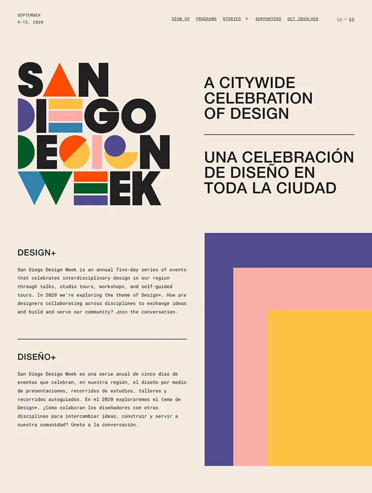 San Diego Design Week website design - Lapa Ninja