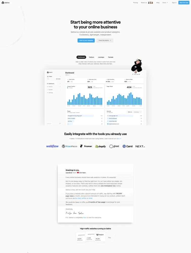 Seline website design - Lapa Ninja