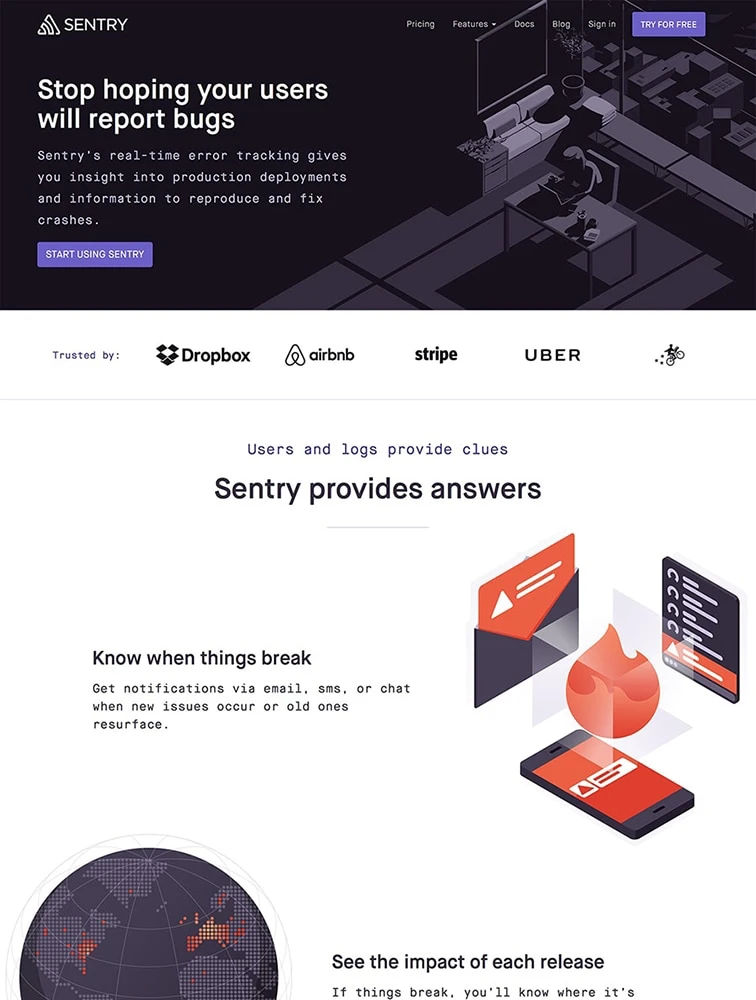 Sentry website design - Lapa Ninja