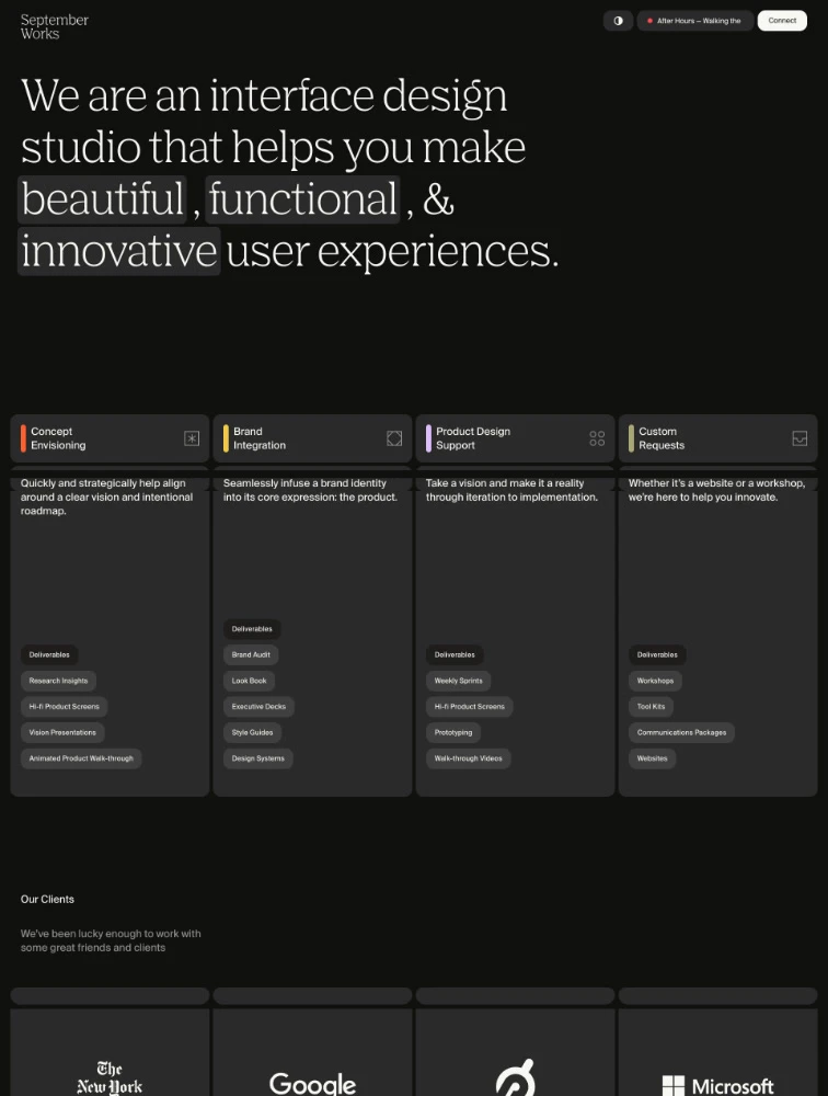 September Works website design - Lapa Ninja