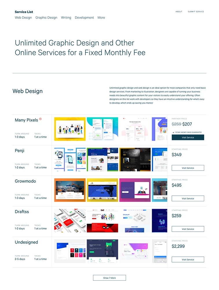 Service List website design - Lapa Ninja