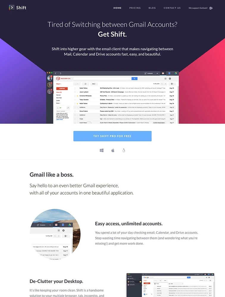 Shift website design - Lapa Ninja