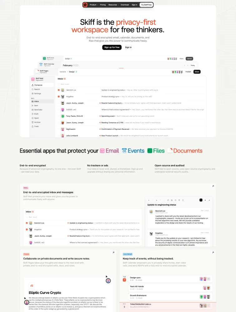 Skiff website design - Lapa Ninja