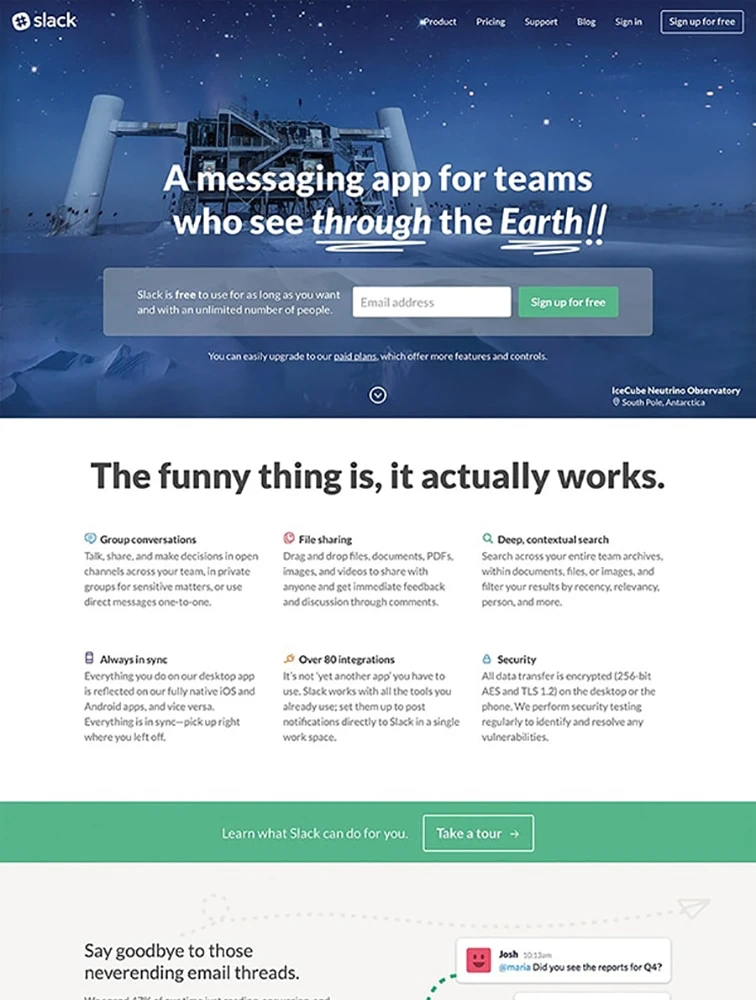 Slack website design - Lapa Ninja