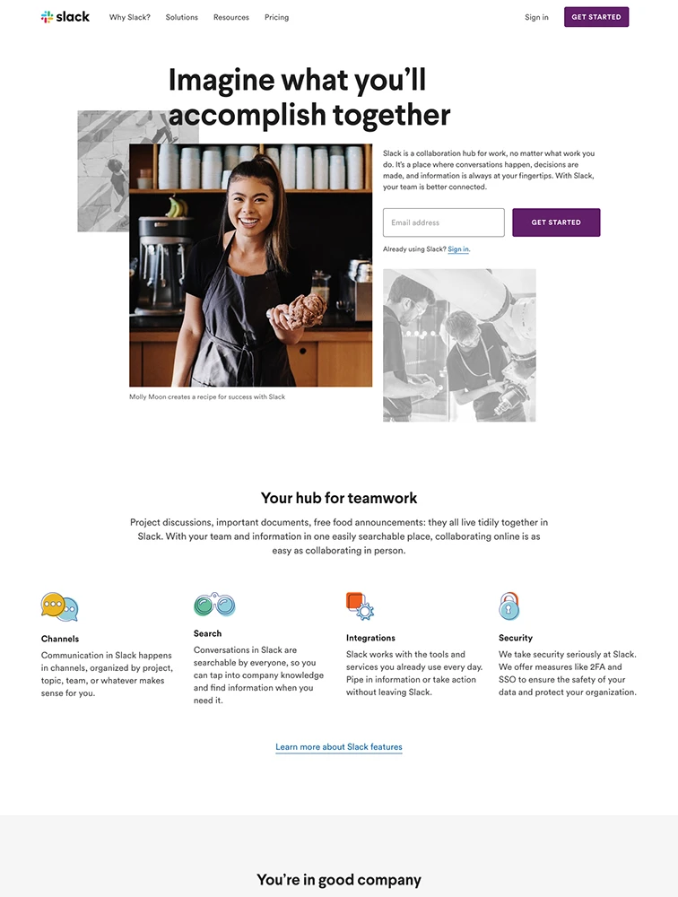 Slack website design - Lapa Ninja