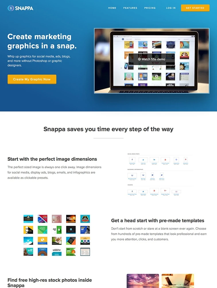 Snappa website design - Lapa Ninja