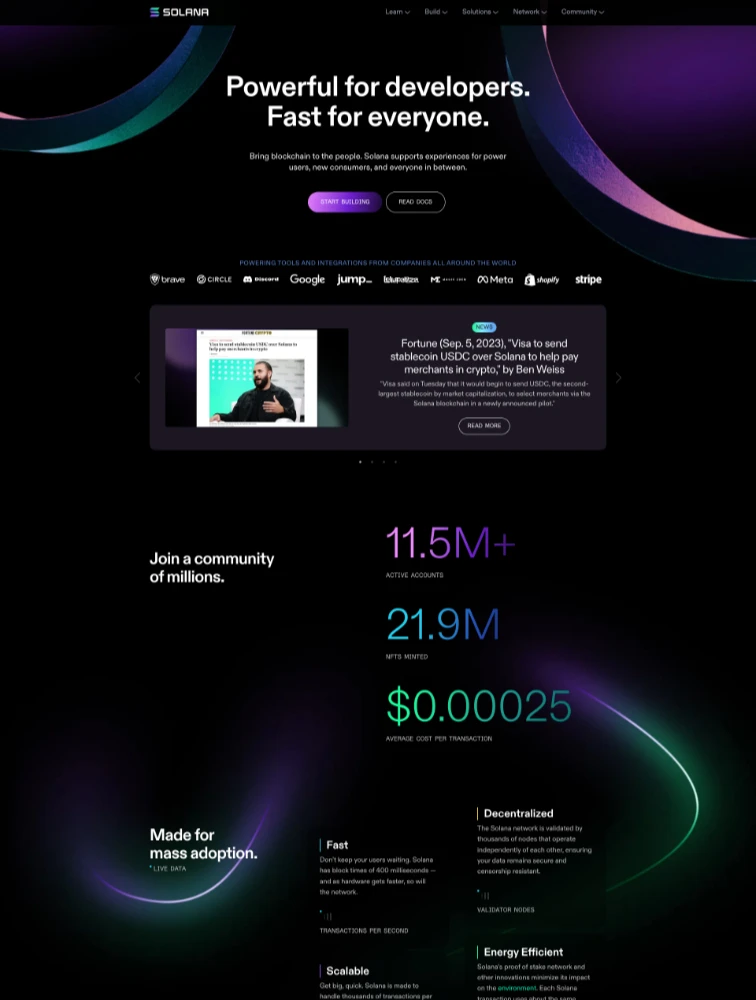 Solana website design - Lapa Ninja