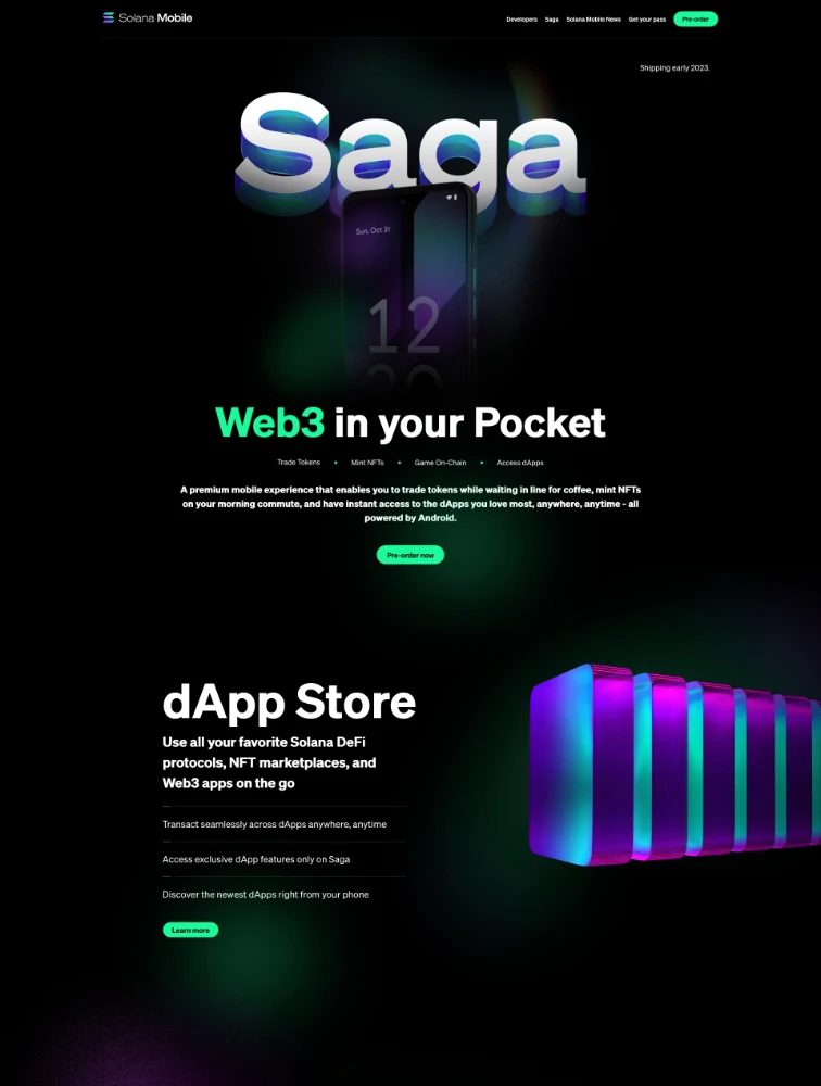 Solana Mobile - Website Showcase | Lapa Ninja