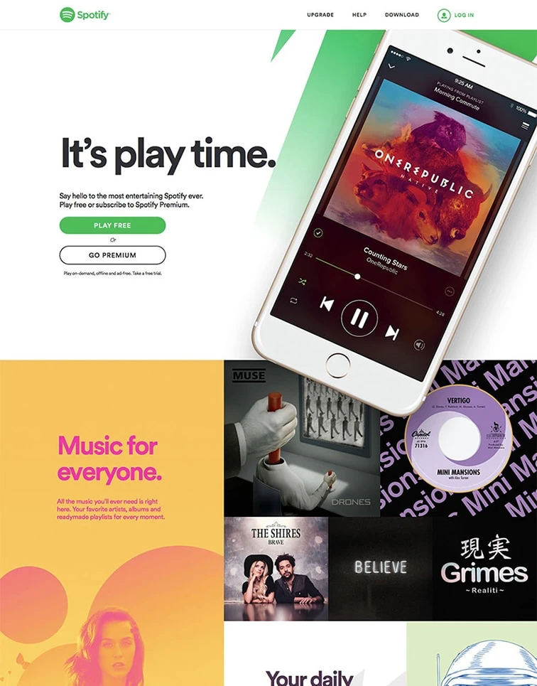 Spotify website design - Lapa Ninja