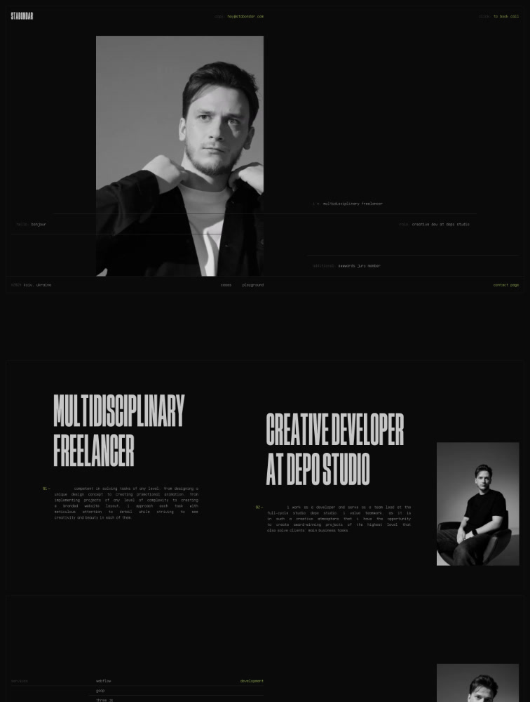 Stas Bondar website design - Lapa Ninja