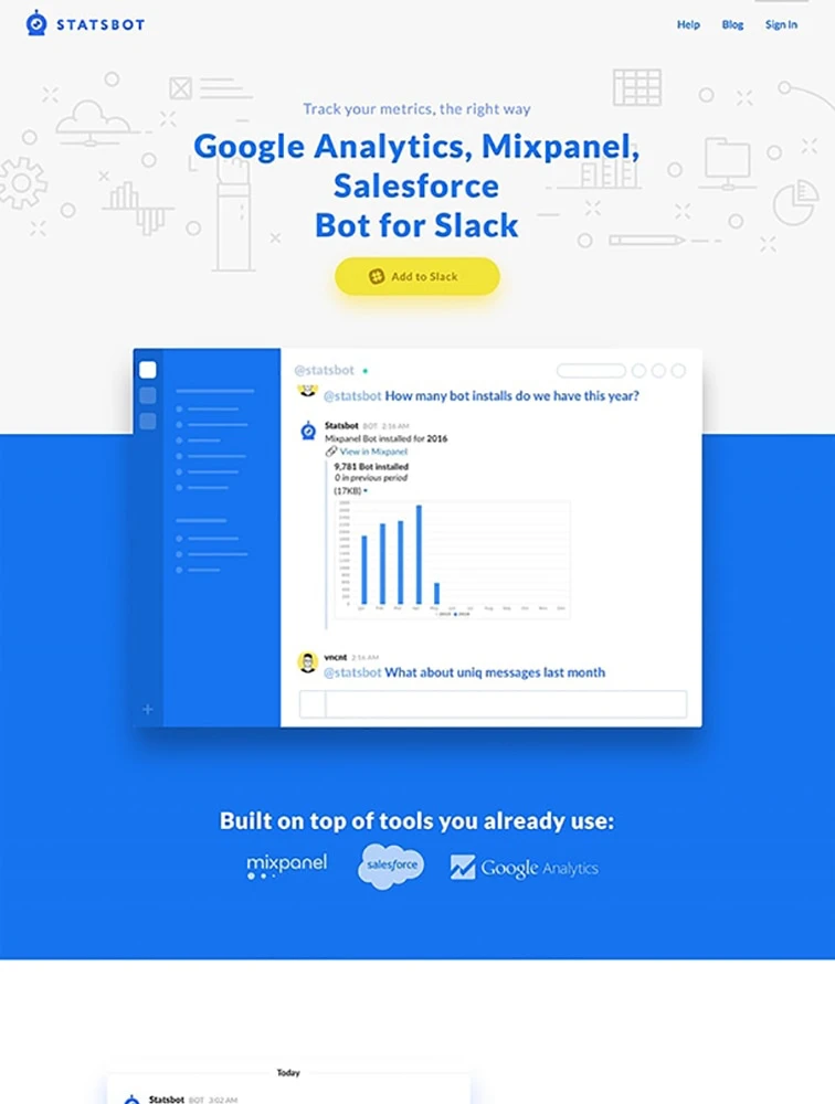 Statsbot - Website Showcase | Lapa Ninja