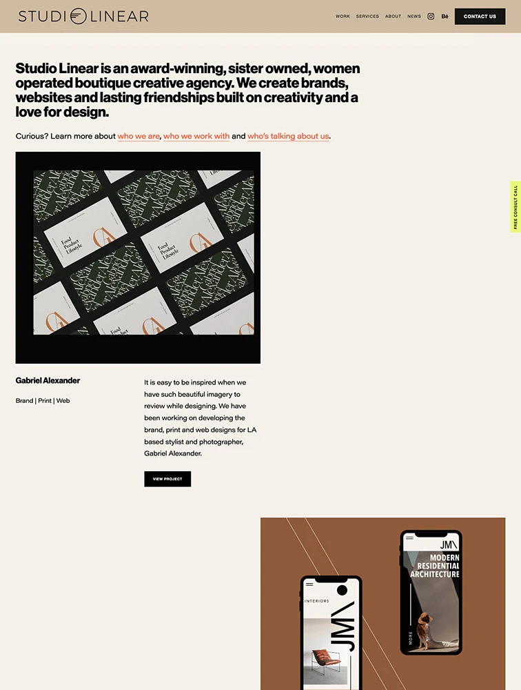 Studio Linear website design - Lapa Ninja