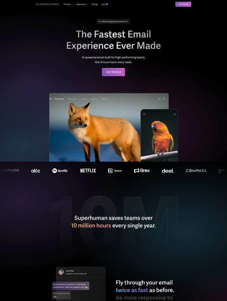 Superhuman website design - Lapa Ninja