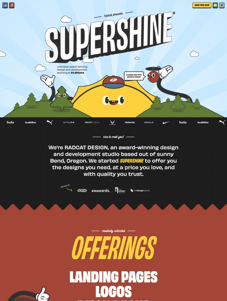 SUPERSHINE website design - Lapa Ninja