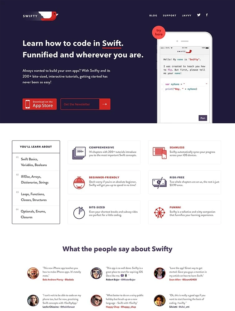 Swifty website design - Lapa Ninja