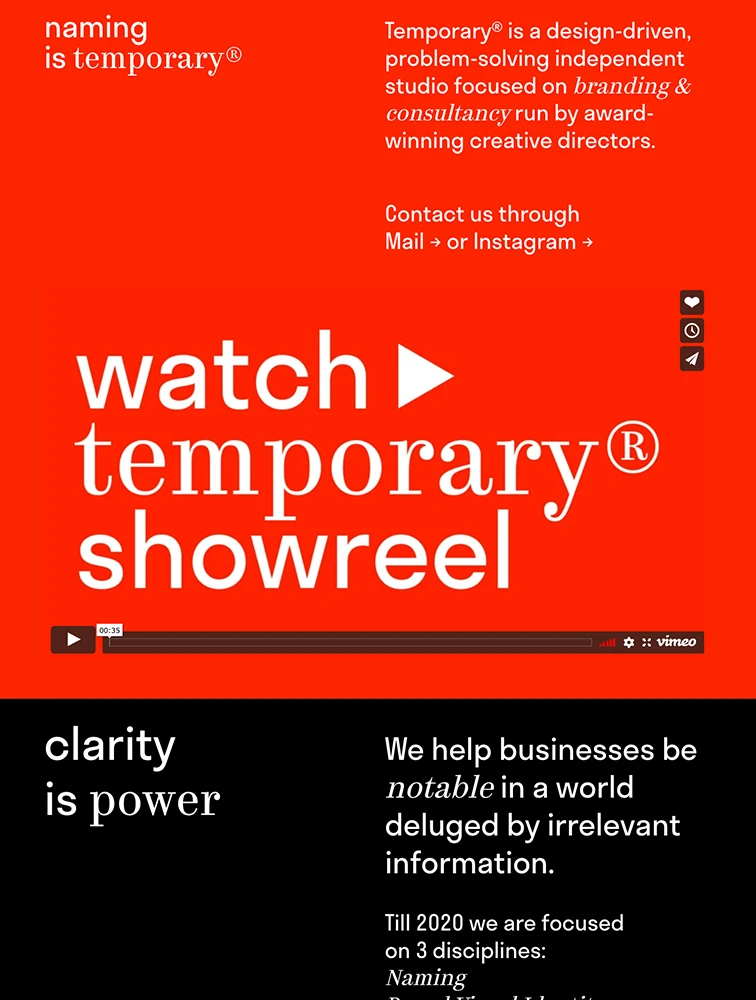 Temporary Studio website design - Lapa Ninja